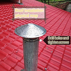 HOFFTI Stainless Steel Chimney Cap, Roof Windproof Rain Cap Mushroom Shaped Hood Kitchen Hood Exhaust Pipe Smoke Cap, Anti Downdraught Bird Guard Top Chimney Cowl Cap (Size : 125mm)