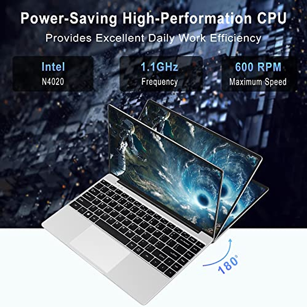 Ruzava 14" Laptop 6GB RAM 64GB Storage Support 1TB SSD Expansion Traditional Laptops Win 10 2.4G+5G WiFi Bluetooth 4.2 USB HDMI 1920x1080 FHD WOZIFAN with Wireless Mouse for Work Study -Silver