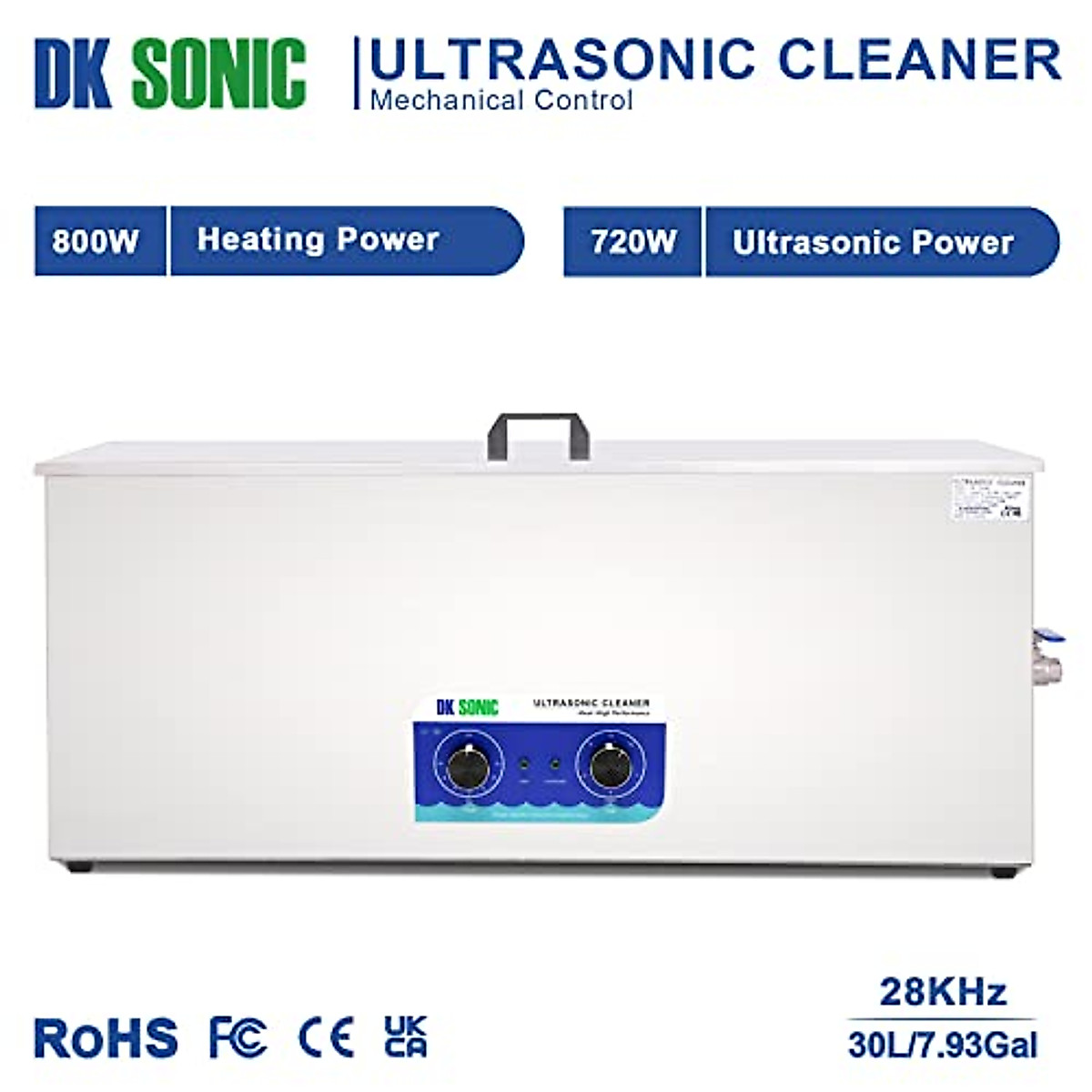 DK SONIC 30L Ultrasonic Gun Cleaner with Timer Basket and Stainless Steel Tank for Rifle,Guns Parts, Bullets,Military Supplies, Brass,Carburetor,Engine Parts(30L, 110V)