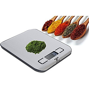 Digital Kitchen Scale Food Multifunction Accuracy Digital Scale LCD Display 11LB 5KG, Food Scales Digital Weight Grams and Oz, Baking Scale, Stainless Steel Small Food Scale by Moss and Stone