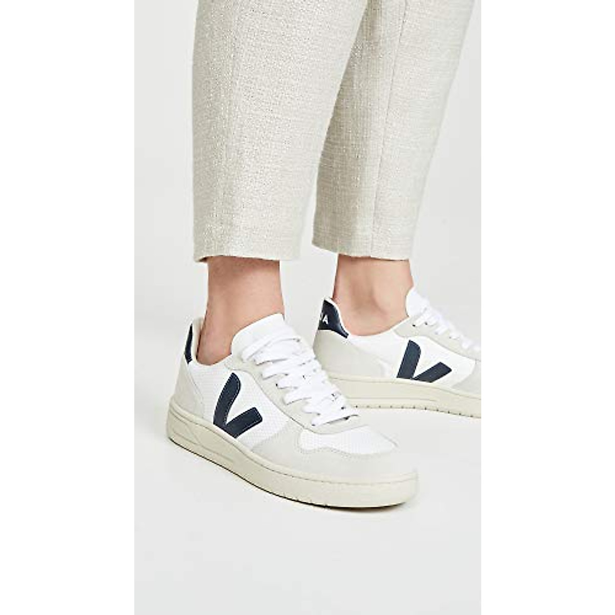 Veja Women's V-10 Sneakers, White/Nautico, 6 Medium US