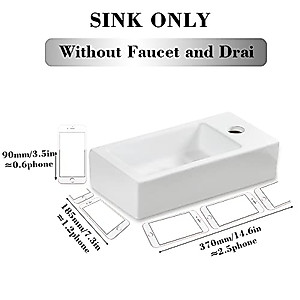 Gimify Bathroom Corner Wall Mount Sink Ceramic White for Small Bathroom, Right Hand, Sink Only