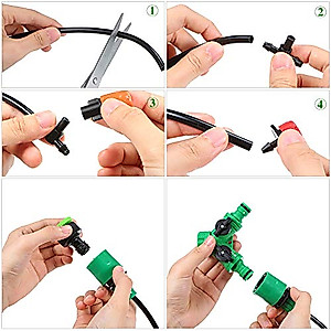 Decdeal DIY Garden Irrigation System, Saving Water Automatic Micro Drip Irrigation System Garden Greenhouse Irrigation Spray Self Watering Kits for Garden Greenhouse