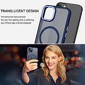 BENTOBEN Magnetic for iPhone 13 Case & iPhone 14 Case [Compatible with Magsafe] Translucent Matte Phone Case iPhone 13/14 Slim Shockproof Women Men Protective Cover for iPhone 13/14 6.1", Navy Blue