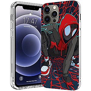 Compatible with iPhone 13 Mini Case Miles Hoodie Movies Super Heroes Morales Flexible Soft TPU Pure Clear Protective Phone Case Cover