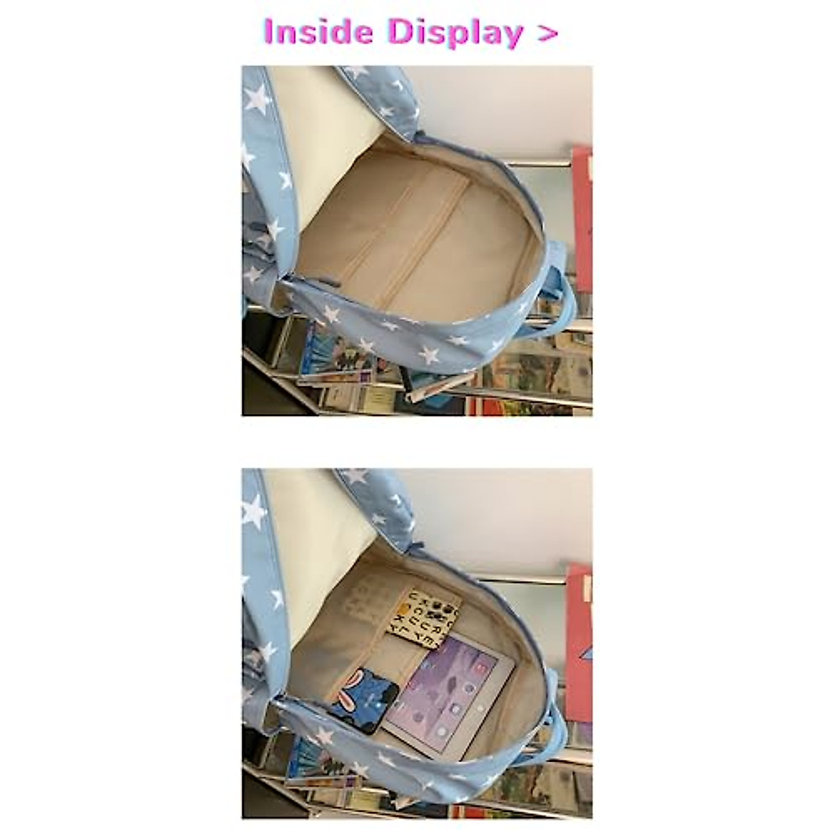 JHTPSLR Preppy Backpack Stars Backpack Kidcore Aesthetic Backpack Cartoon Print Backpack Stars Book Bags Laptop Backpack Supplies (Black)