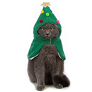 Coomour Dog Chirstmas Tree Costume Funny Santa Hat Puppy Warm Cape Cat Christmas Party Cosplay Hats (S)