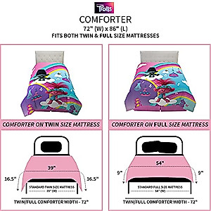 Franco Kids Bedding Super Soft Reversible Comforter, Twin/Full, Trolls World Tour
