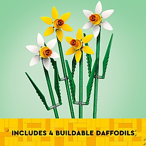 LEGO Daffodils - Building Toy for Kids, Girls and Boys, Ages 8+ - Easter Basket Gift for Kids - Artificial Daffodil for Bedroom Decor and Display - 40747