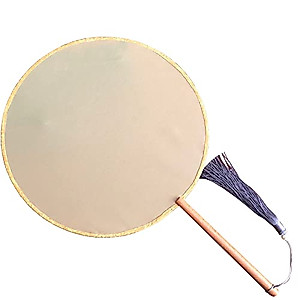 Only My Live Home Vintage Black Chinese Natural Silk Dancing Fan Decoration Costume Hanfu Ebony Handle Ladies Fans Traditional Craft (Vintage 24cm Round)