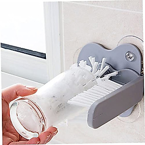 Mednkoku Glass Washer with Suction Base Standing Double Sided Bristle Cleaner Bottle Cleaning Brush Cup Washing Brushes