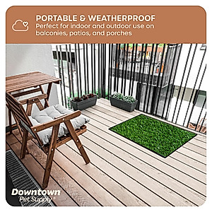 Downtown Pet Supply Dog Grass Pad with Tray, 20 x 30 - Outdoor and Indoor Potty System for Dogs with Replaceable Synthetic Grass Pee Turf - Portable and Waterproof Turf Dog Potty