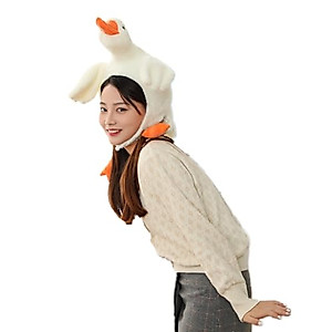 Bestmaple Unisex Adult Kids Lovely Big White Goose Plush Hat Funny Headgear Cosplay Party Photo Hat