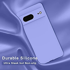 WRJ for Google Pixel 7 Case,Shockproof Liquid Silicone Cover [Upgraded Camera Protection] Slim Fit with Microfiber Lining-Elegant Purple