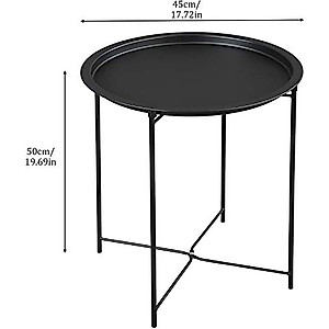 JERAOL Round Side Table Set of 2 with Storage, Metal End Table for Living Room Bedroom and Outdoor,Easy to Clean Strong and Durable Iron Sofa Table for Small Space, Easy Assembly