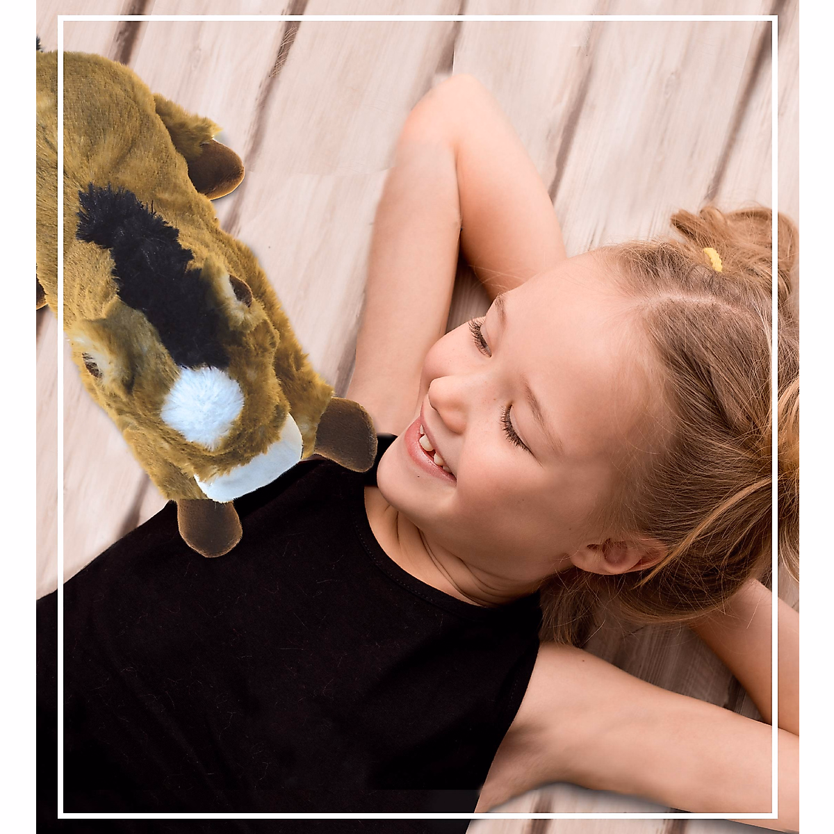 DolliBu Lying Brown Horse Stuffed Animal - Super Soft Plush Horse, Floppy Farm Stuffed Animal, Cute Stuffed Horse Gifts for Girls, Boys, Realistic Horse for Toddler, Kids, and Adults - 10.5 Inches