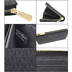Michael Kors Jet Set Travel Jet Set Travel Large Logo Quarter-Zip Wallet (Black)