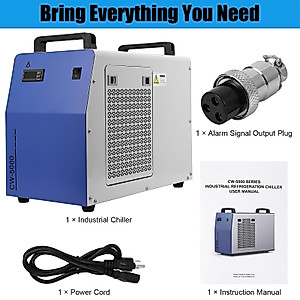 JustSmart CW-5000 Industrial Water Chiller, 7L 1.14HP 2.64gpm CW-5000 Water Cooling System for 40W 50W 60W 70W 80W 90W 100W CO2 Laser Engraving & Cutting Machines, Laser Chiller Cools 3868 BTU/Hour