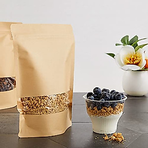 Kraft Stand Up Pouches, Clear Window Sealable Bags for Packaging (7x10 In, 120 Pack)