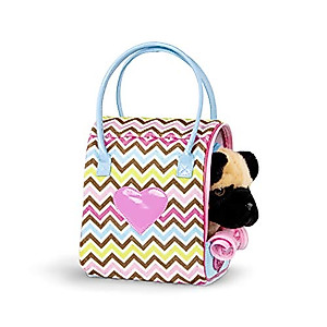 Pucci Pups Terra by Battat by Battat – Toy Pet Carrier – Plush Puppy in Toy Purse – Dog Stuffed Animal – Zigzag Print Bag with Pug Pup – 3 Years + (ST8366Z)