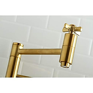 Kingston Brass KS8107ZX Wall Mount Pot Filler Kitchen Faucet, Brushed Brass, 13 x 5.06 x 8