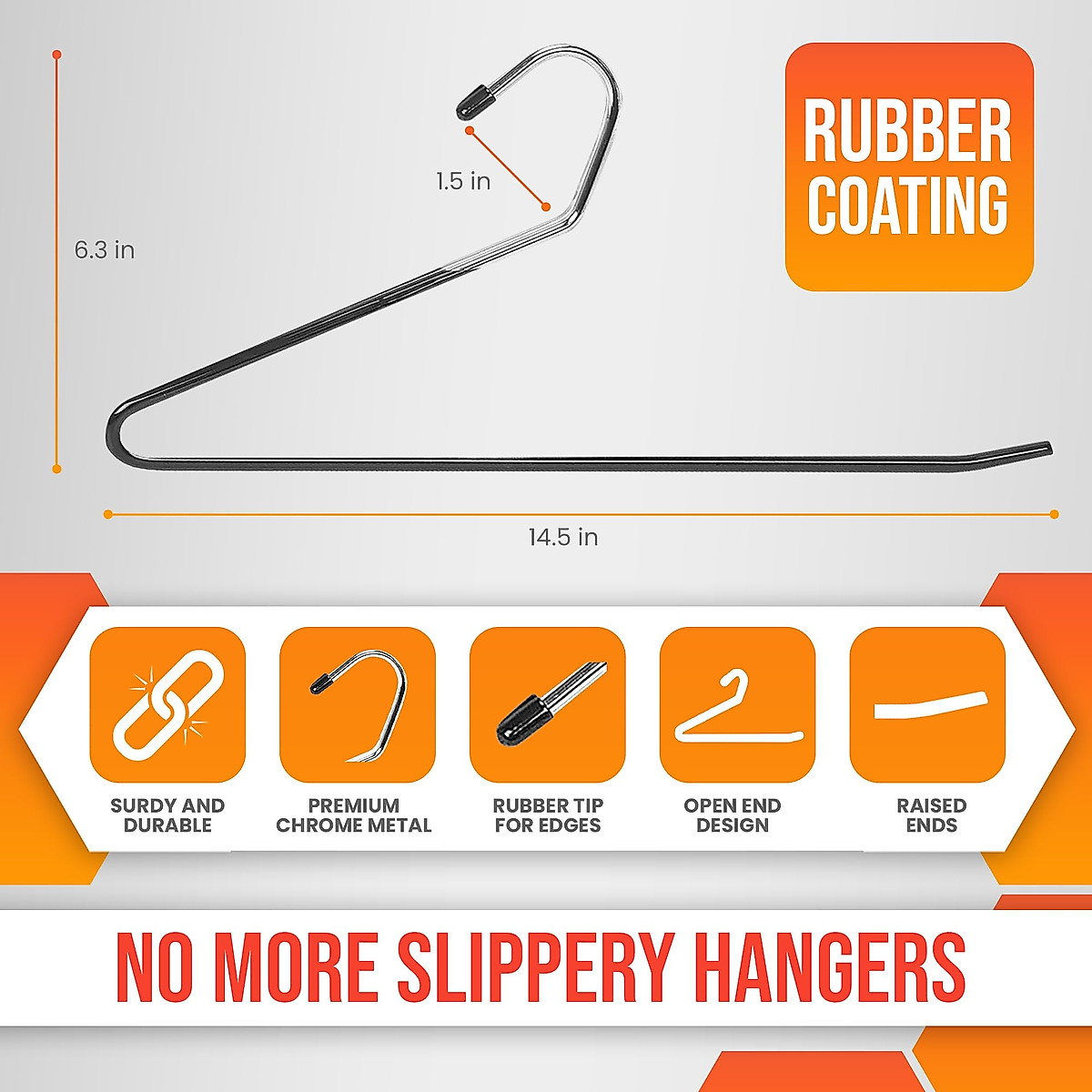 Open Ended Pants Hangers 20 Pack Non Slip Pants and Jean Hangers for Closet Space Saving Clothes Hanger Strong, Durable, Organize Your Closet and Save Space Skirt Hangers Black