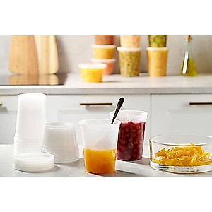 Generic 32oz Plastic Deli Container and lid combo (24 Sets) - Leakproof, Stackable, Recyclable, BPA Free, Microwavable, Freezer Safe, clear