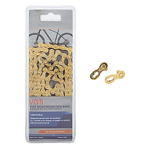 Bike Chain Kit Gold High Carbon Steel 8 Speed Mountain Road Bicycle Multi-Function Bike Mechanic Repair Kit 1/2in x 3/32in 116 Sections