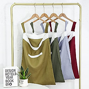 GyiHoong 100% Linen Door Hanging Laundry Hamper Bag, 20x27 Inch Hanging Laundry Bag with Front Pocket, Space Saving Over the Door Laundry Hamper(Green)