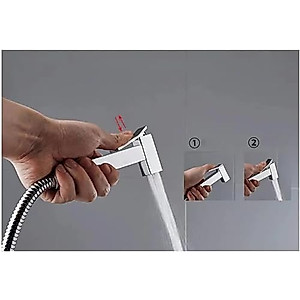 BINCAVIDOU Portable Toilet Shower, Complete French Toilet Shower Kit, Built-in Toilet Shower, Complete Steel Toilet Shower Kit, Handheld Bidet Sprayer for Toilet, A Gold, White