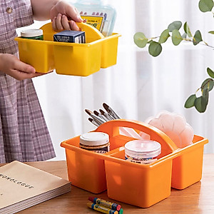 Multiuse Organizer with Handle: Stackable Plastic Bin Basket Divided Storage Tote Holder Plastic Craft Storage Organizer Basket for Art Craft Supplies Makeup Bathroom Shower Cleaning