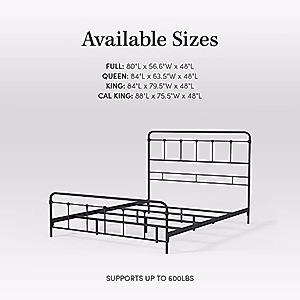 eLuxurySupply SNAP Metal Bed Frame - Carbon Steel with Antique Pewter Finish Folding Bed Frame - Easy Assembly with Headboard and Footboard - Sturdy Steel Construction Bed Base - Queen Size