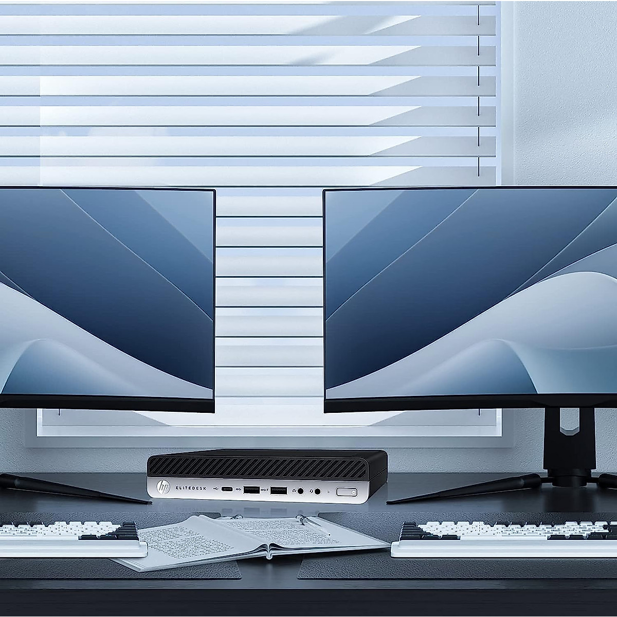 HP 800 G3 Mini Computer PC with Dual 24 inch Monitors Bundle,Intel i7-6700, 32GB RAM,New NVMe 1TB SSD, Wi-Fi 6e,Bluetooth 5.2,Windows 10 Pro (Renewed)