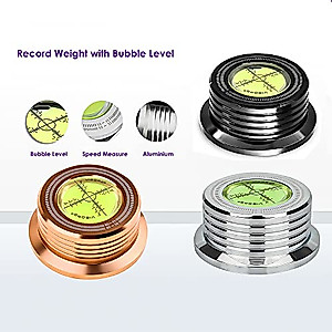 Viborg LP628S Record Weight Disc Stabilizer, Silver 60Hz Turntable Level, 280G (9.9 OZ) HiFi 3 in 1 Vibration-Proof Vinyl Clamp with Bubble Leveling (60Hz, Silver)