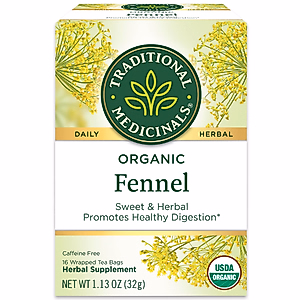 Traditional Medicinals Organic Fennel Herbal Tea, Promotes Digestive Health, (Pack of 2) 32 Tea Bags Total