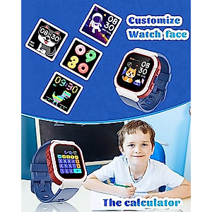 Cloudpoem Smart Watch for Kids Girls Boys, Kids Watch Fitness Tracker Watch with Pedometer Heart Rate Monitor Sleep Tracker Alarm Clocks Puzzle Games Calculator IP68 Waterproof, Kids Gift Blue