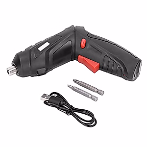 Portable Electric Screwdriver USB Rechargeable with 2pcs Bit Tool Set for Drilling Repair cordless screwdriver rechargeable screwdriver small electric screwdriver (Black 4.2V)