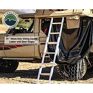 Overland Vehicle Systems TMBK 3 Person Roof Top Tent with Rain Fly Tan Body & Green Rainfly - Black Aluminum Base with Black Ladder - Universal Fitment