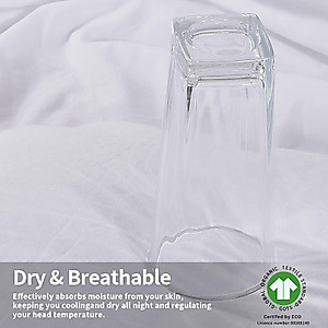 NEXHOME PRO 100% Organic Cotton Queen Pillowcases Set of 2, Envelope Closure Linen Feel Textured Natural, Soft and Durable, Premium Cooling Pillow Cases for Bed (20x30 inch, White)