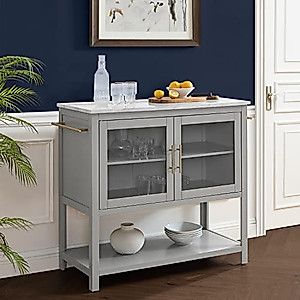 Crosley Furniture Katrina Kitchen Island with Faux Marble Top, Gray