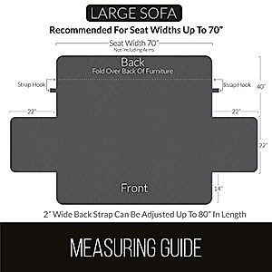 Sofa Shield Couch Slip Cover with Patented Strap, Cushion Protector, Reversible Stain and Dog Tear Resistant Slipcover, Quilted Microfiber 70” Seat Washable Covers, Pet Dogs Quatrefoil Charcoal Linen