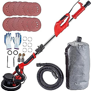 Mophorn Drywall Sander 850W, Electric Drywall Sander, Variable Speed 800-1750 RPM, Foldable Sheetrock Sander, with Telescope Handle, Electric Sander, with LED Strip Light and Vacuum Bag, Wall Sander