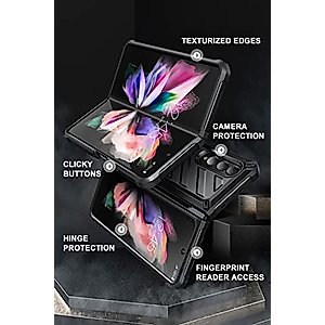 SUPCASE Unicorn Beetle Case for Galaxy Z Fold 3 5G (2021), Rugged Belt Clip Shockproof Protective Case with Built-in Screen Protector & Kickstand (Black)