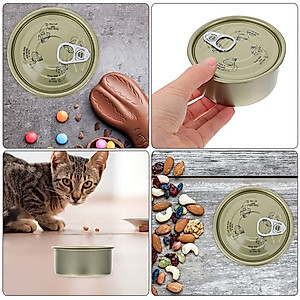 Luxshiny 12pcs Cali Self-seal Tin Can with Lid Press-in Food Container Can Refillable Round Empty Salve Tins Tuna Can for Fish Candies Meat Pet Food 8.3X8.3X3.8CM