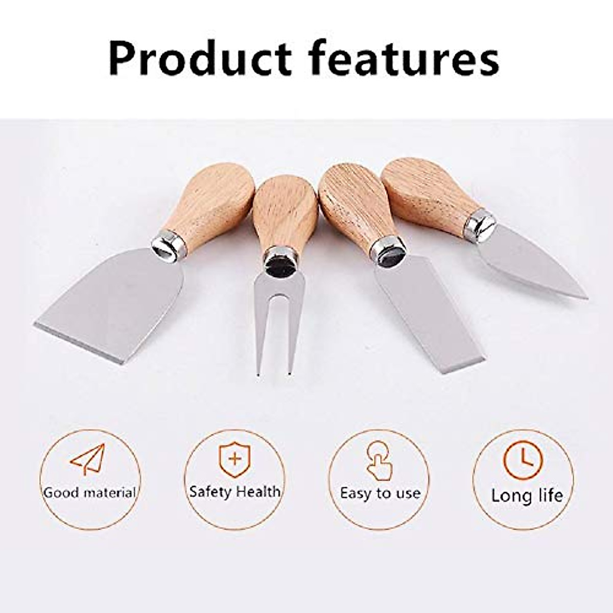 NC 4PCS in Wood Handle Stainless Steel Butter Cheese Pizza Cutter Fork Kitchen Craft Cutting Tool Set
