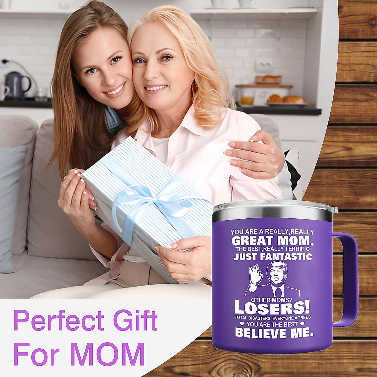 Abledn Christmas Gifts for Mom, Women, Wife - You're A Really Great Mom Coffee Mug - Christmas Gifts for Mom Women Wife, Mother Birthday Gifts for Mom from Daughter Son (14OZ Purple)