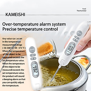KAMEISHI One-Second Instant Read Meat Thermometer, Professional Ambidextrous Kitchen Thermometer with High-Precision and Calibratable, Cooking Thermometer for Oil Deep Fry Smoker BBQ Grill