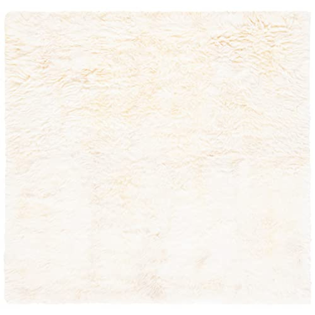 SAFAVIEH Sheep Skin Collection Area Rug - 6' Square, Natural & White, Handmade Rustic Glam Genuine Pelt, 3.4-inch Thick Ideal for High Traffic Areas in Living Room, Bedroom (SHS211A)