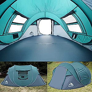 4-5Person Easy Pop Up Tent,9.5’X6.8’X49'',Automatic Setup,Waterproof, 2 Doors-Instant Family Tents for Camping, Hiking & Traveling (Green)