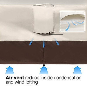 Vailge 2-Seater Heavy Duty Patio Deep Bench Loveseat Cover,100% Waterproof Outdoor Deep Sofa Cover, Lawn Patio Furniture Covers with Air Vent, Medium (Deep), Beige & Brown